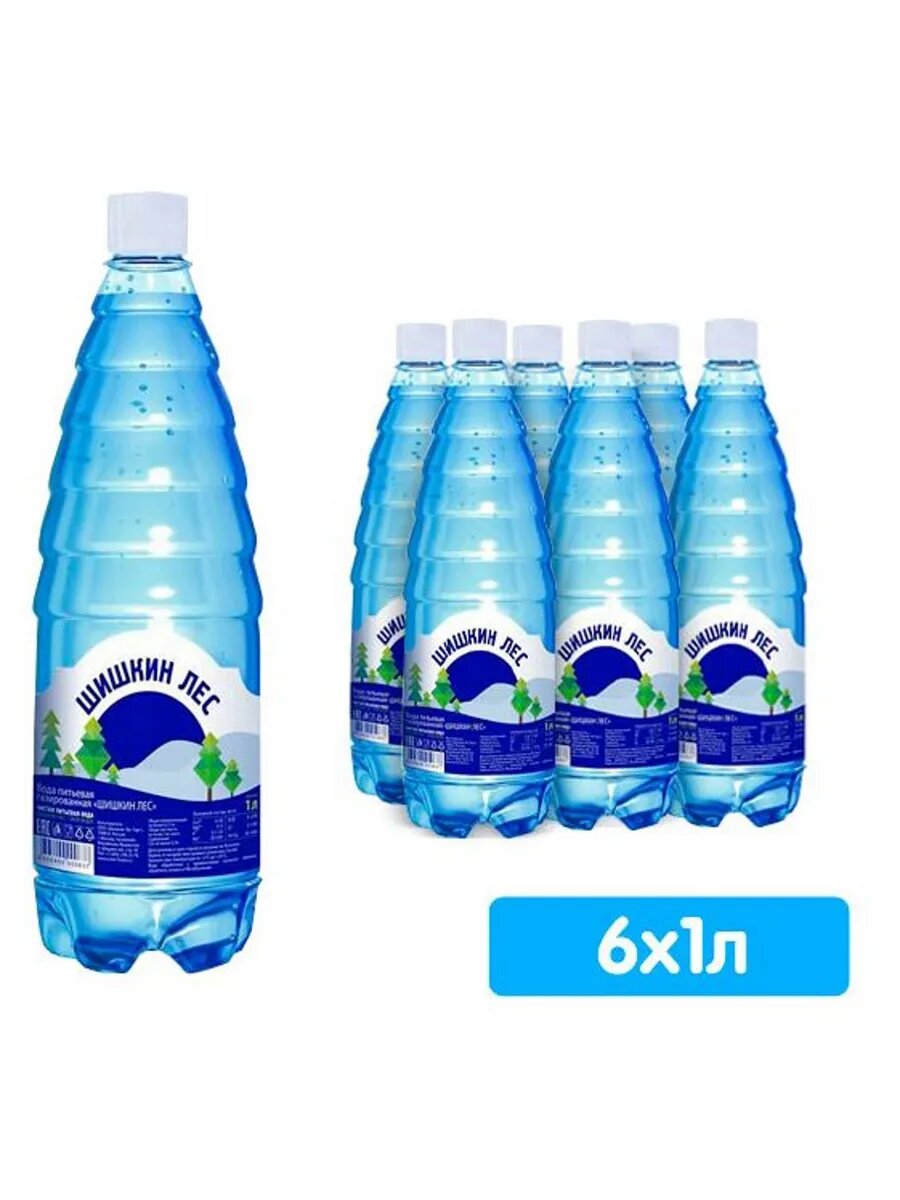Шишкин лес Вода питьевая газированная 6 шт по 1л