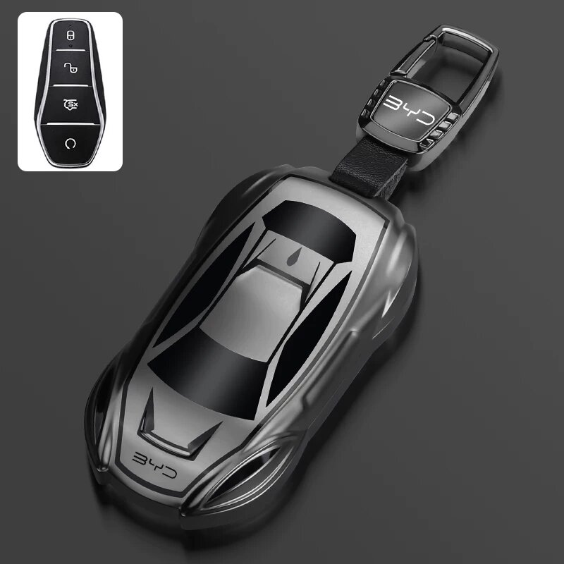 Серый гранит автомобильная чехол для ключа BYD Seal 07 DM-i 2025 модель с гравировкой в цвете оружия - премиум чехол