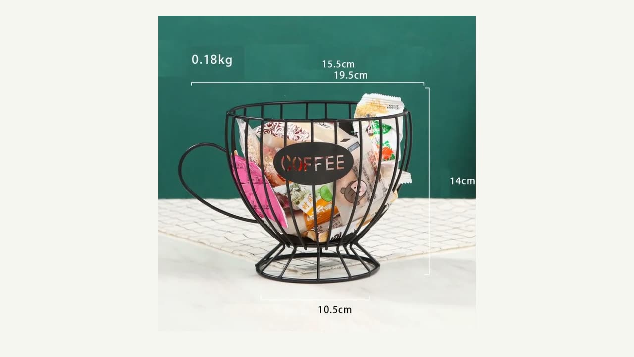 Фруктовница в форме чашки, 1 шт, черного цвета, металлическая корзинка для фруктов и мелочей — фото 1