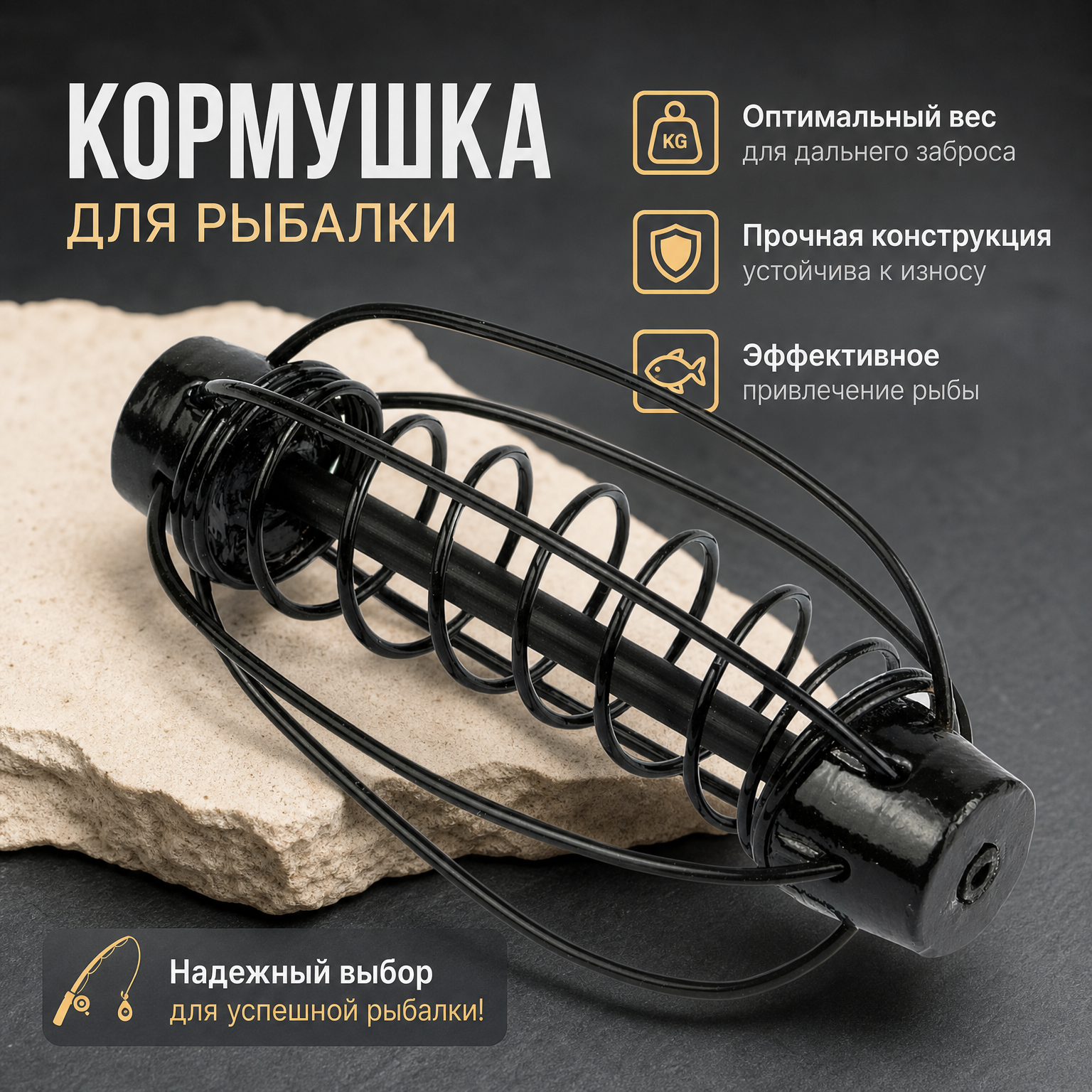 Кормушка Спиральная (порошкоокрашенная, скользящая, стальная, 35гр) 4штук/упак. (Цвет товара: черный.)