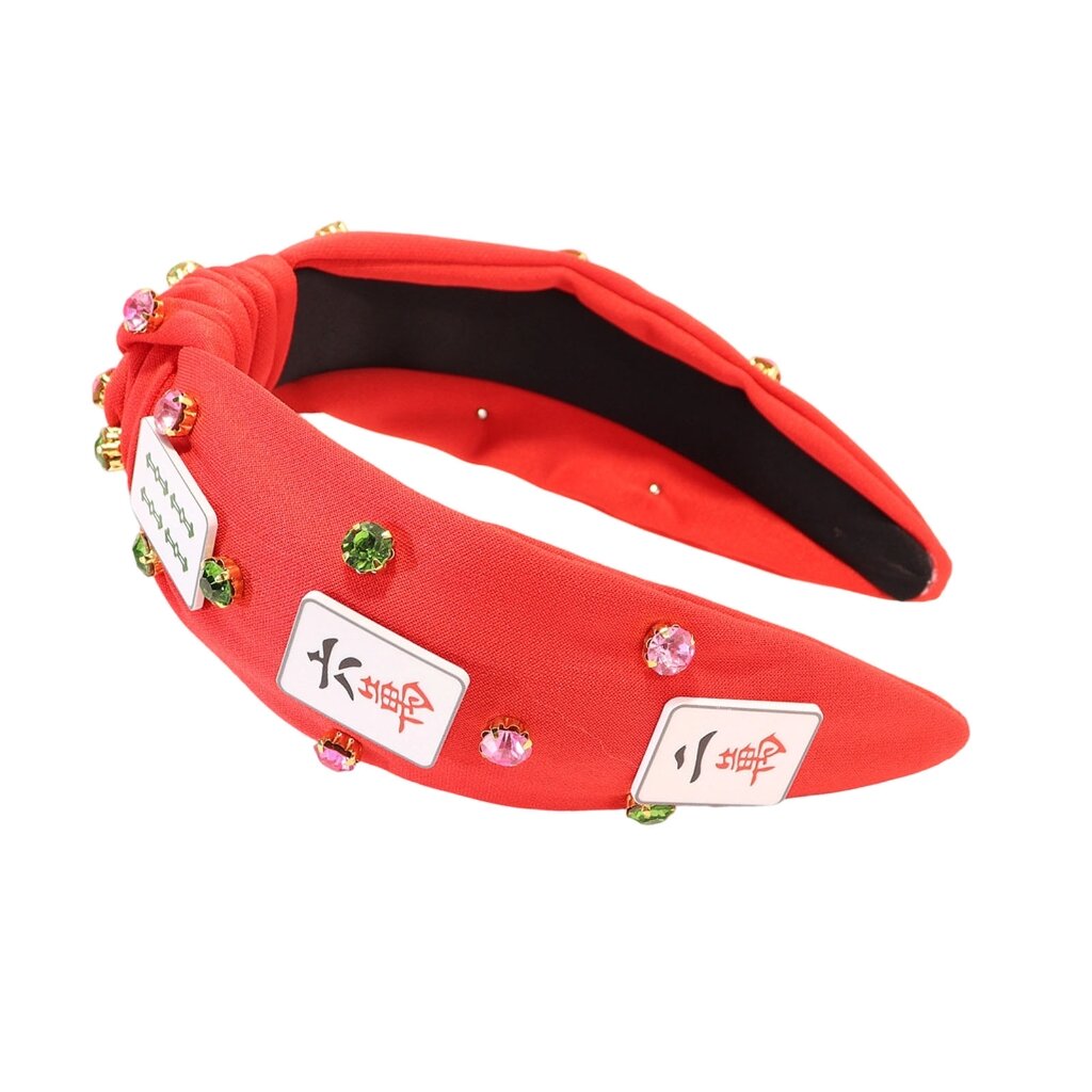 Game Night Mahjong Headband Knotted Padded Hair Accessory with and Wide Fabric Finish for Party Wear