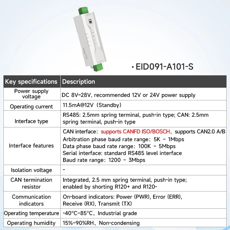 Конвертер CAN в Ethernet/WiFi CDSENET ECAN EID091-A101-S
