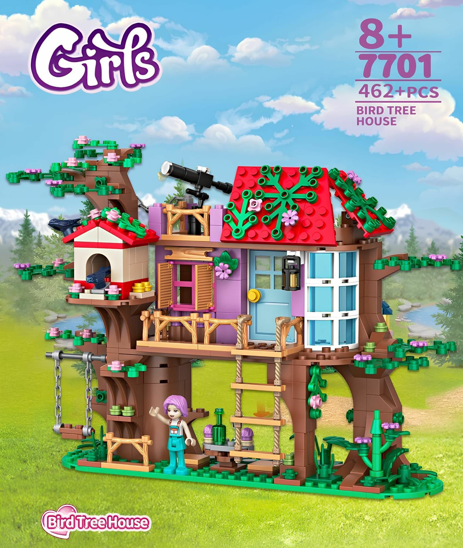 Конструктор Chaobao Домик на дереве / Bird Tree House совместим с конструкторами лего (462 детали, 19см, пакет) 7701