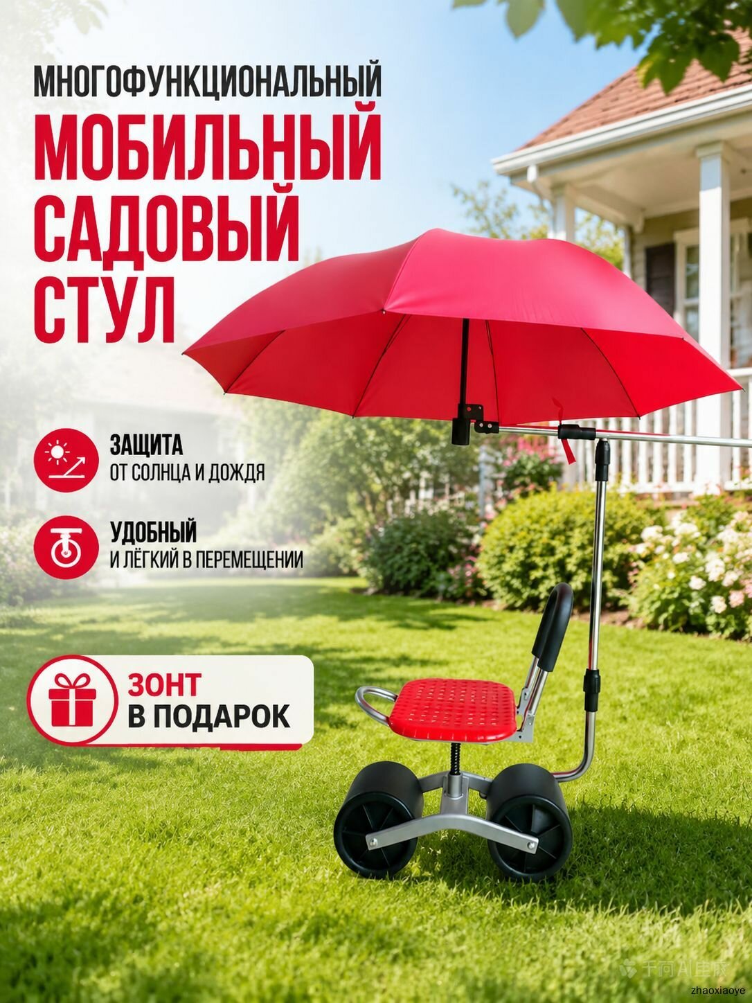 Садовый стул, Искусственный ротанг (пластик), Металлический сплав, 31х35 см