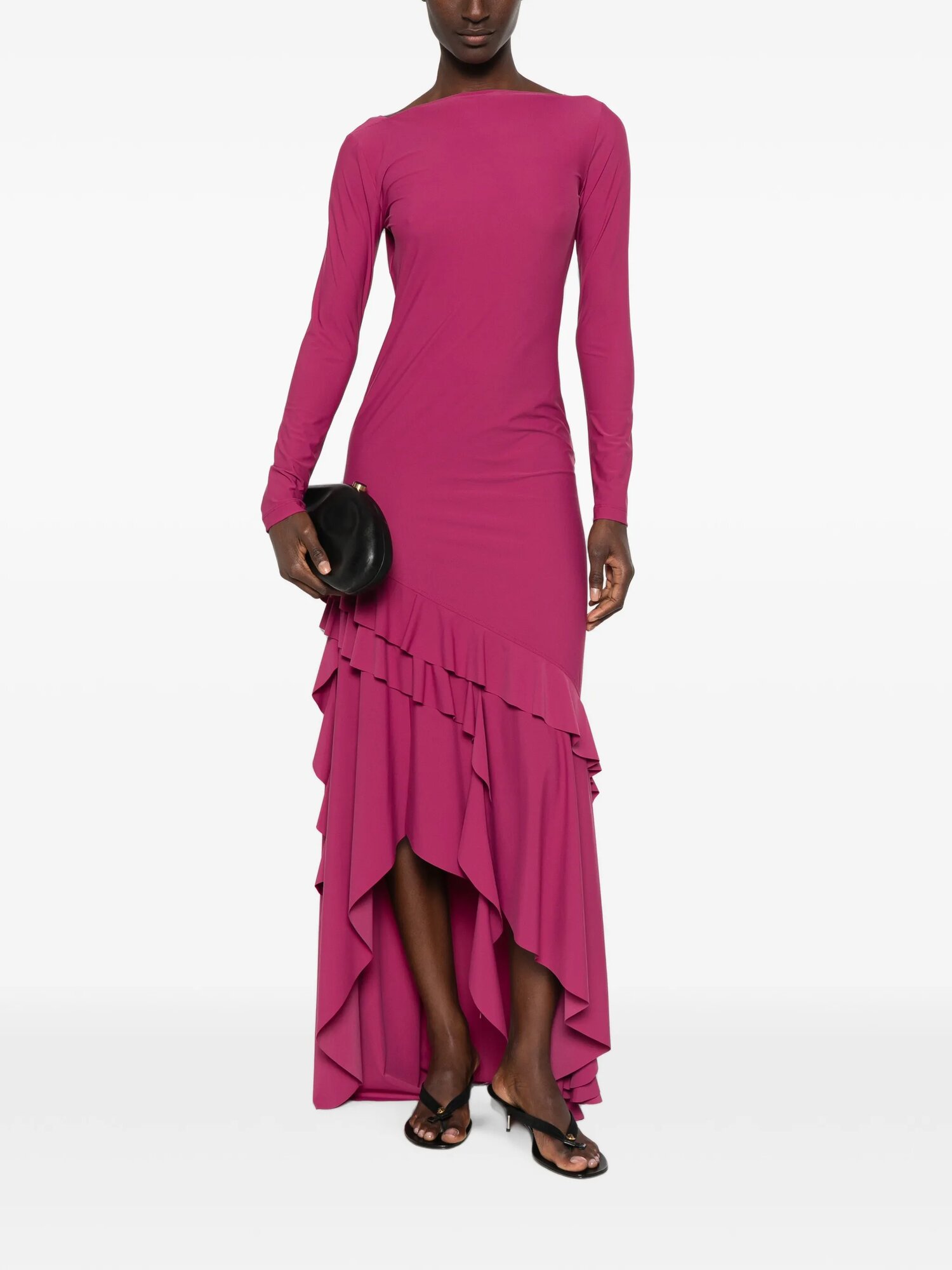 Платье LOVE MOSCHINO Ruffled asymmetric dress, размер 40, розовый — фото 1
