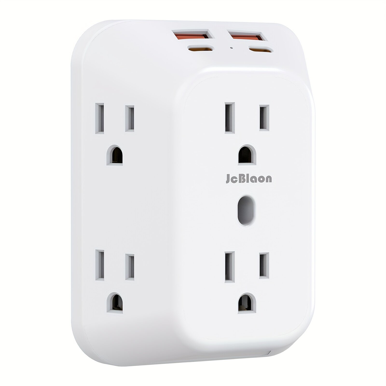 Розетка-переходник 10-в-1 с защитой от перенапряжения, 6 розеток AC и 4 USB-порта (2 USB-C), 1875 Вт, 4-сторонняя конструкция, увеличенное расстояние между розетками, белый