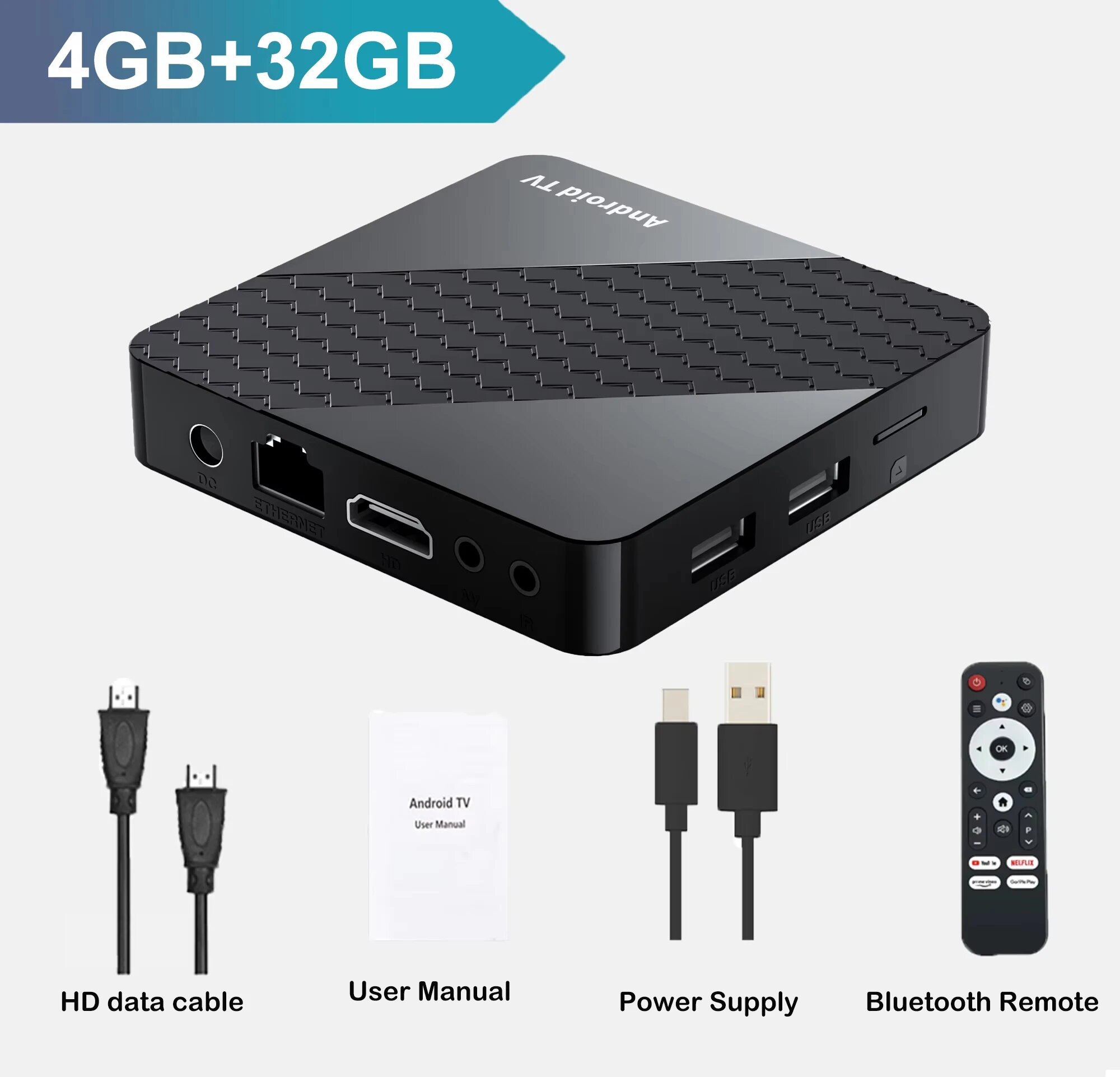 Android TV Box 4G 32G Black, EU Plug