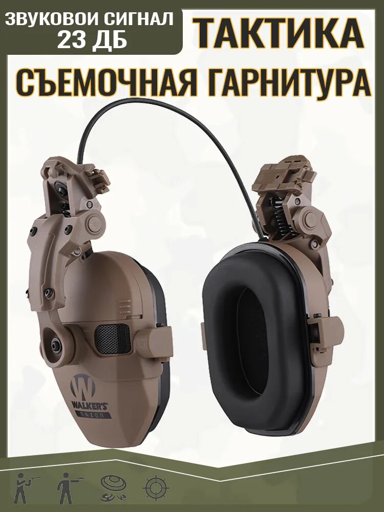 Активные наушники Walker's Razor, устанавливаемые на шлем, для стрельбы, Электронная защита слуха, активные охотничьи наушники с шумоподавлением