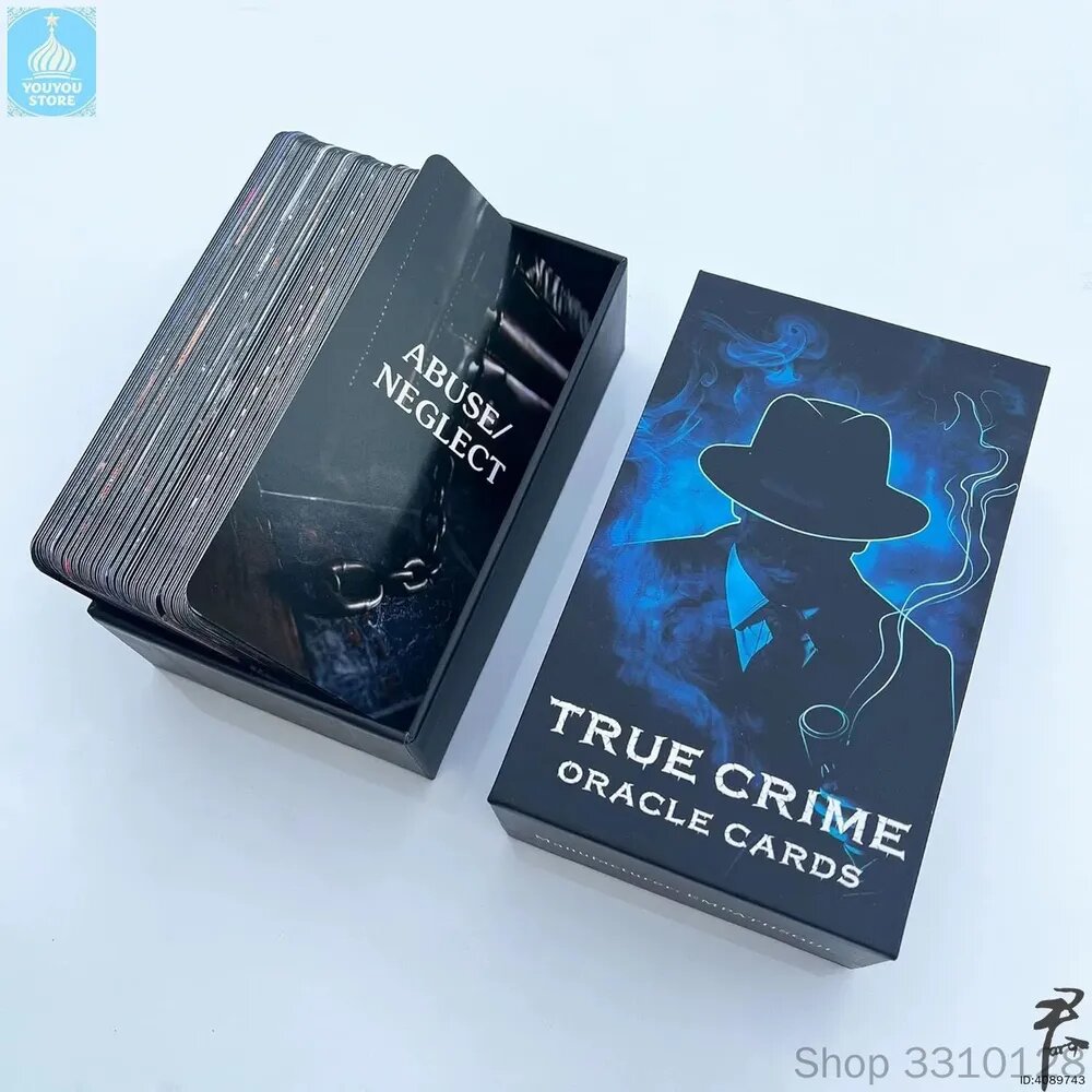 Таро "True Crime Oracle Deck" с 80 психологическими картами, размером 12х7 см, для новичков в мире тарологии. Упаковано в коробку, что делает его идеальным подарком.