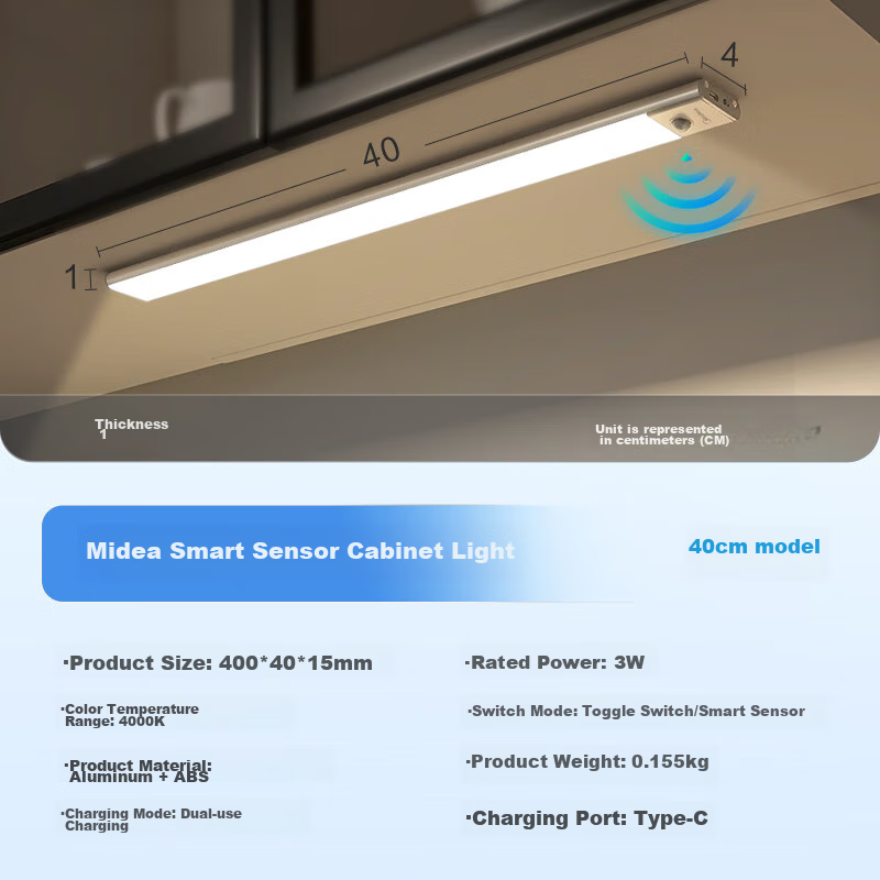 Светильник Midea с магнитной зарядкой и датчиком для винного шкафа, 40 см, декоративное освещение в прихожей