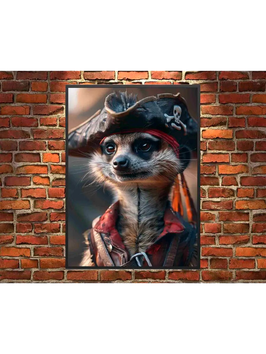 Сурикат-животное-пират 4, Плакат 30x42см