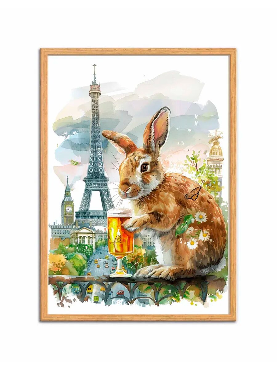 Кролик-Животное, пьющее Пиво 3, Плакат 30x42см