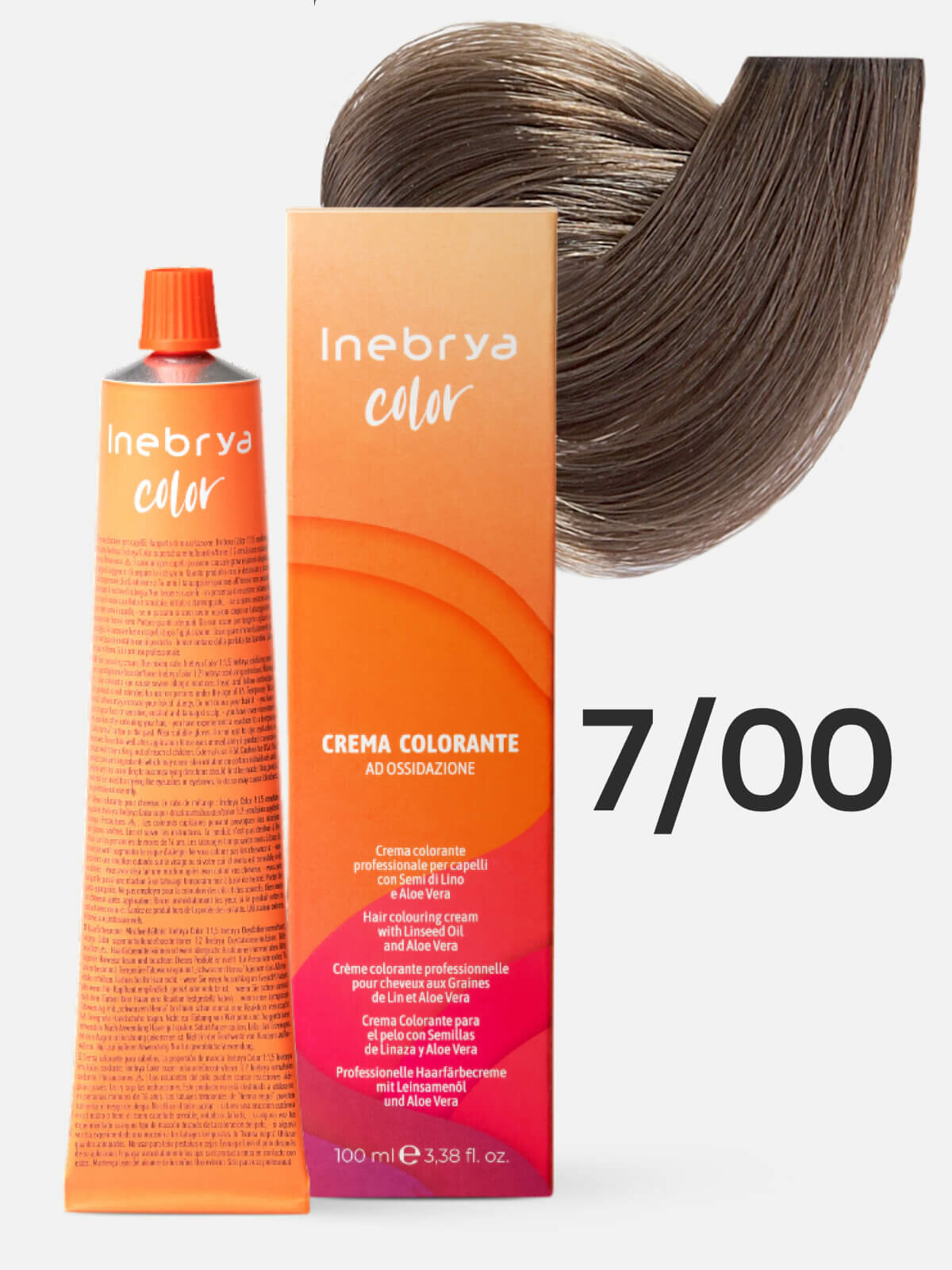 Крем - краска для волос профессиональная Inebrya Color Professional 7/00 Русый Интенсивный натуральный, 100 мл