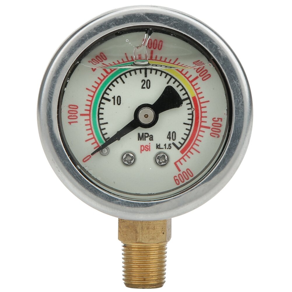Манометр из нержавеющей стали с резьбой 1/8NPT и зубьями M10x1 для ударопрочного насоса 40 МПа.