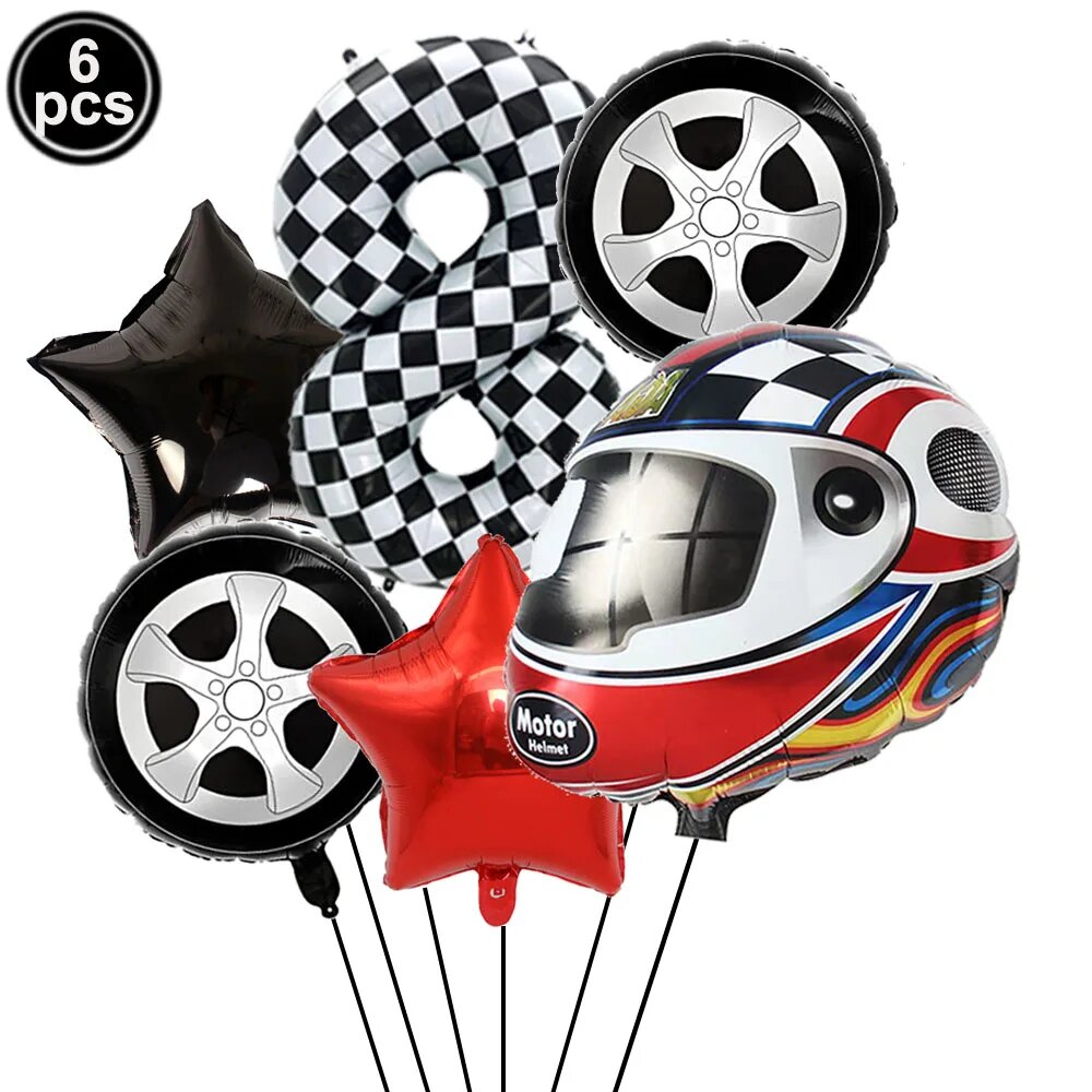 Набор шаров "Гоночные автомобили", 6 шт, цвет B