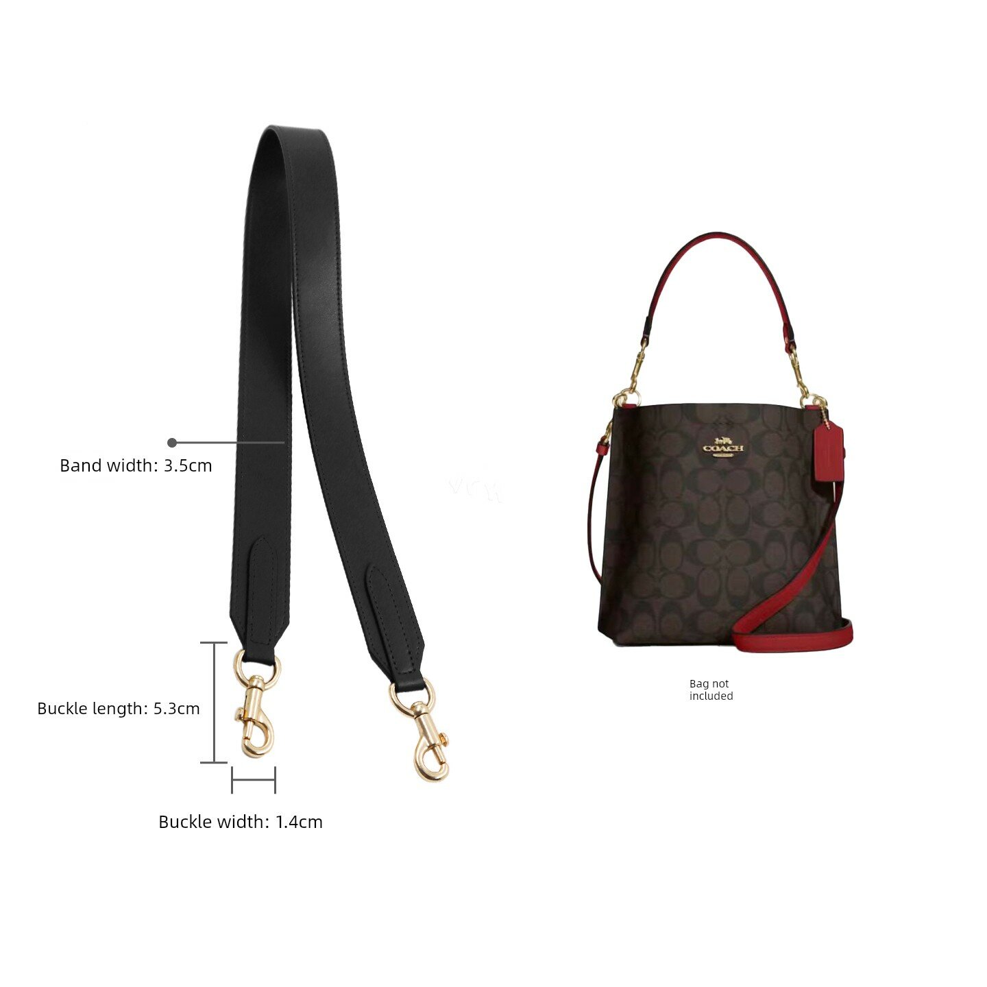Аксессуар ремешка для сумки Coach Mollie 22 Bucket Bag, цвет черный, длина 85 см