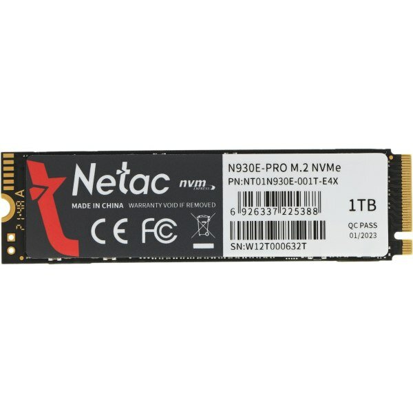 SSD накопитель NETAC N930E Pro NT01N930E-001T-E4X 1ТБ, M.2 2280, PCIe 3.0 x4, NVMe, M.2