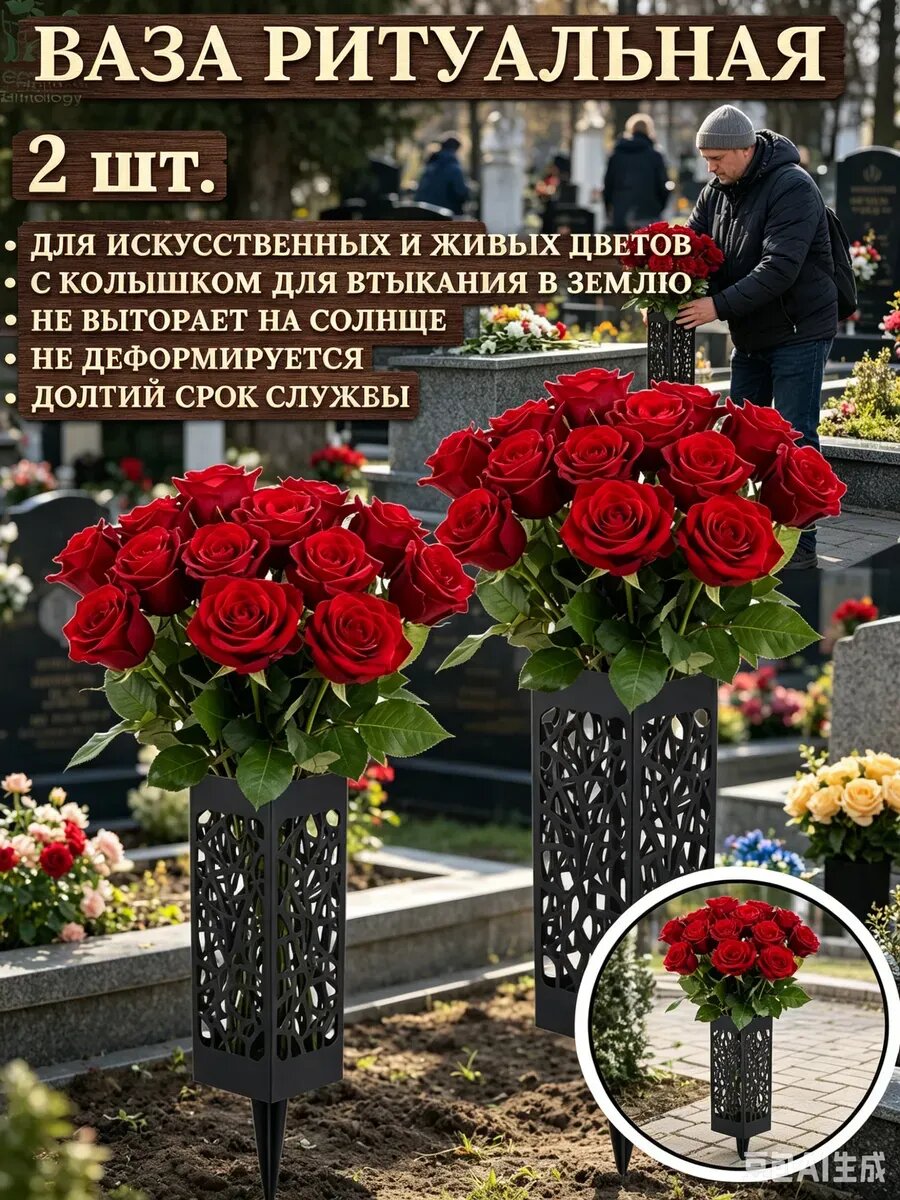 Премиальный набор полых квадратных ваз для ритуала, черных