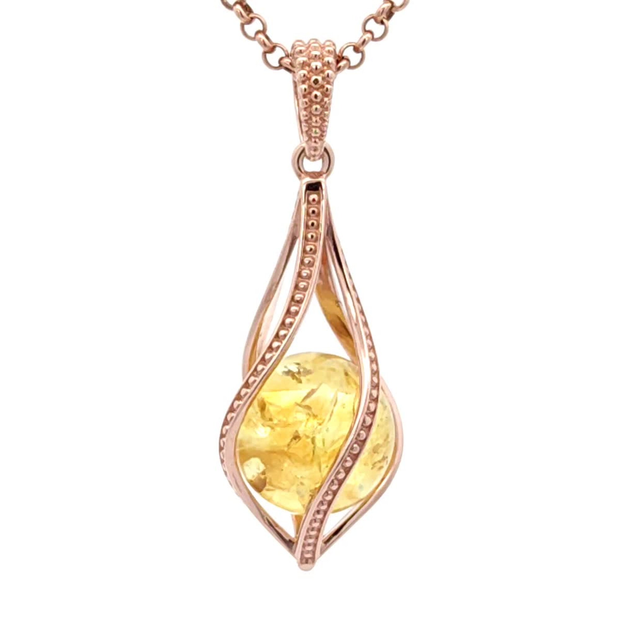 Подвеска, серебро, 925 проба, золочение, янтарь