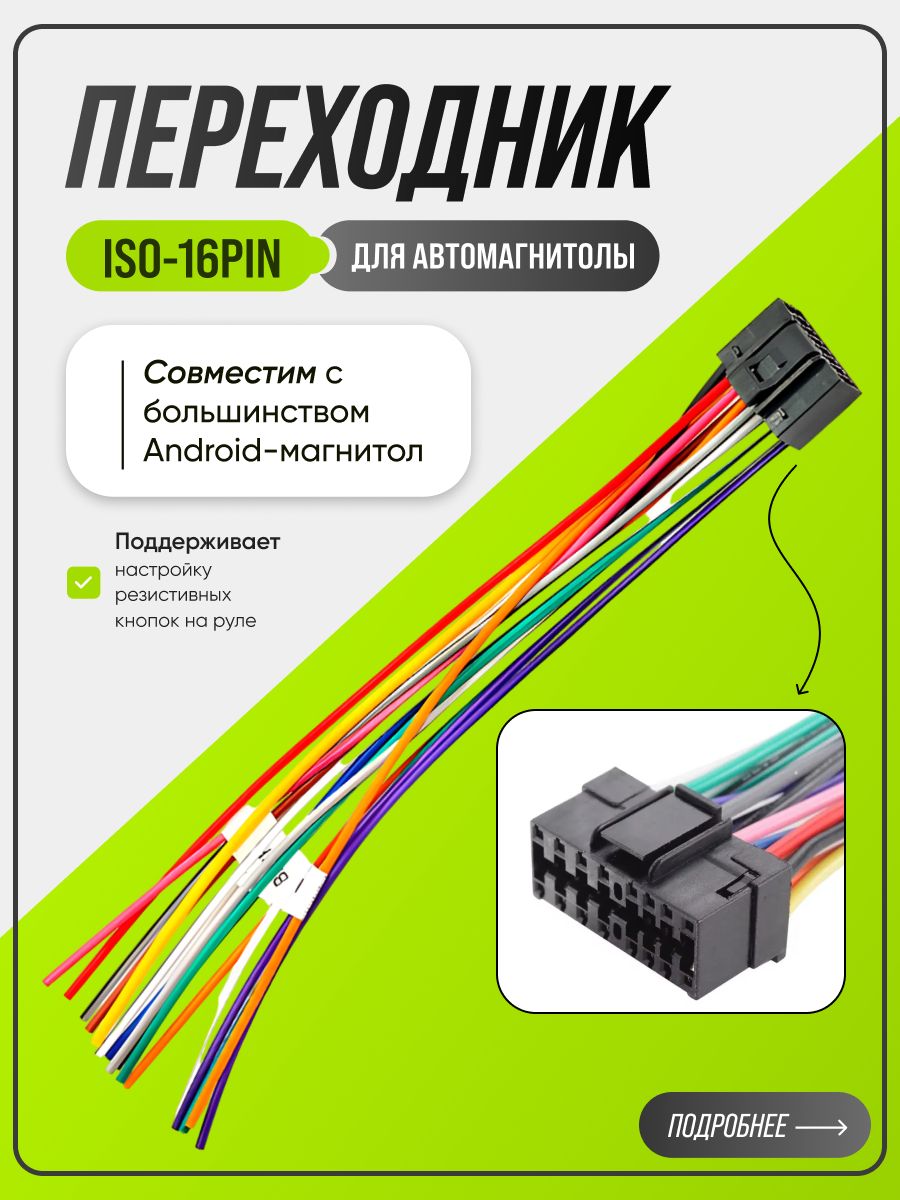 Штекер для андроид магнитолы Универсальный / Фишка для Android автомагнитолы / Кабель межблочный
