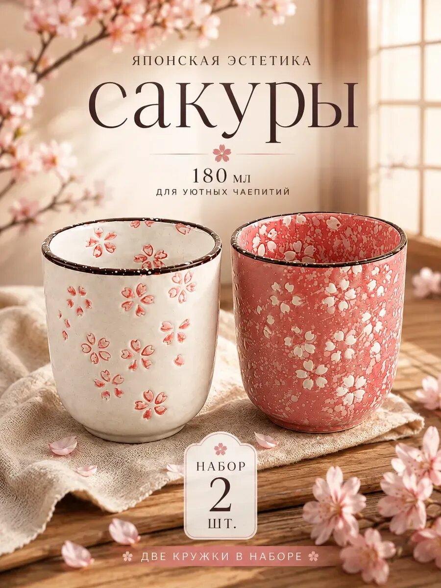 Набор кружек Сакура 2 шт керамические 180 мл