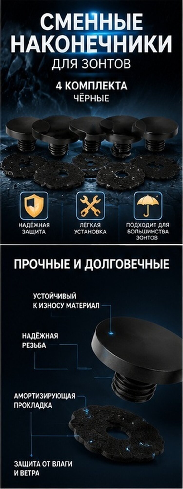 Запчасти для зонтов, улучшающие устойчивость, винты с защитными прокладками, 4 шт.