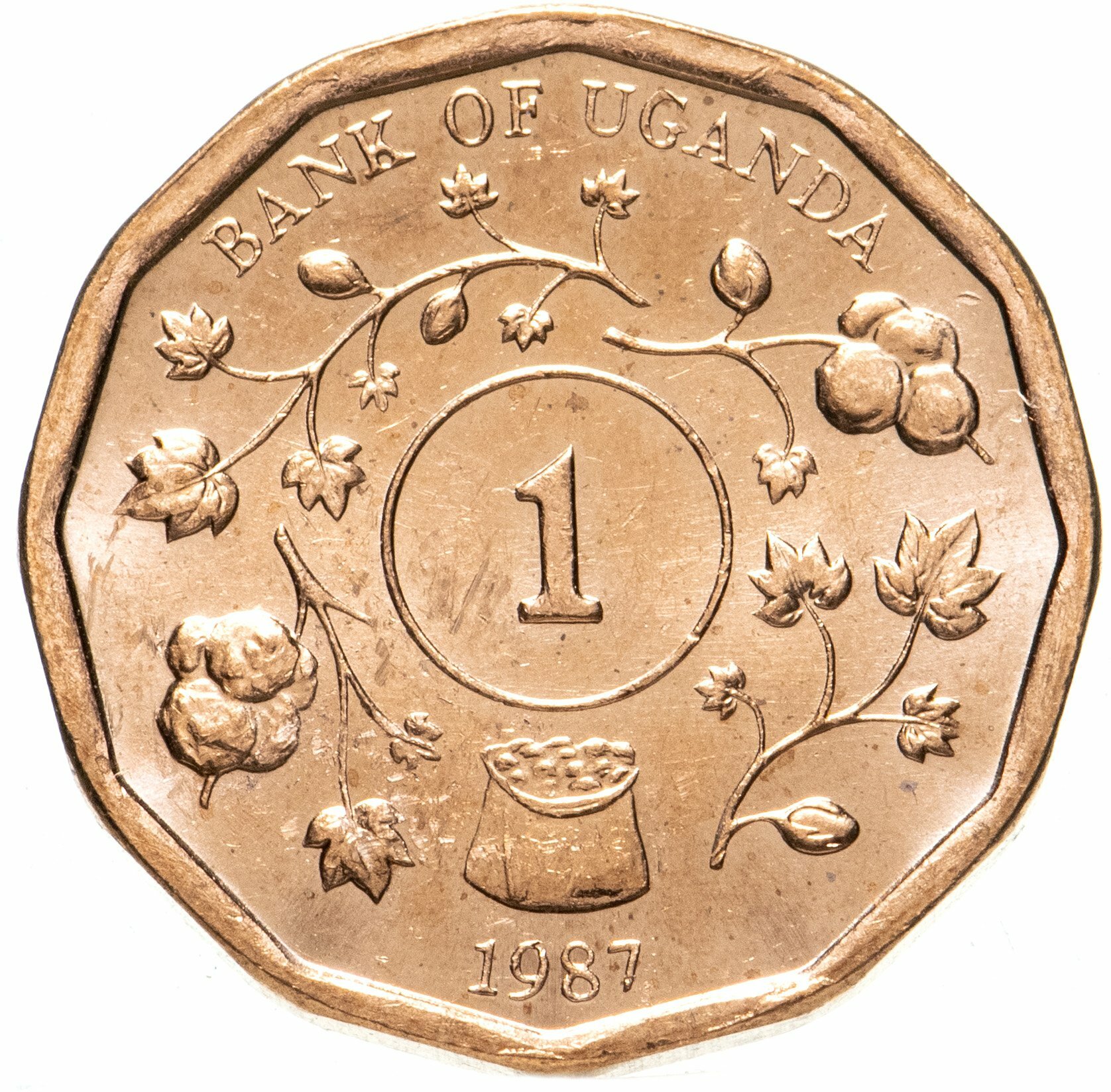 Уганда 1 шиллинг 1987, Сталь-Медь, в сохранности UNC