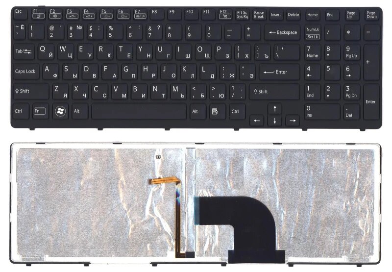 Клавиатура для ноутбука Sony Vaio SVE15 черная с подсветкой