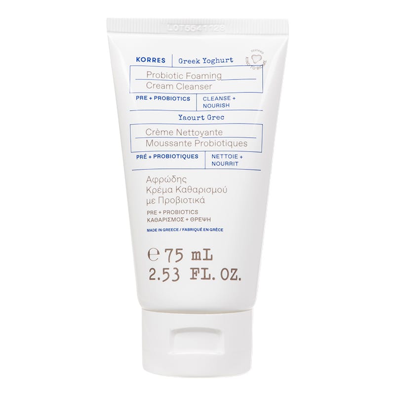 Средство для умывания Korres Greek Yoghurt Foaming Cream Cleanser Travel Size Кремовый гель для умывания лица с пробиотиками 75 мл
