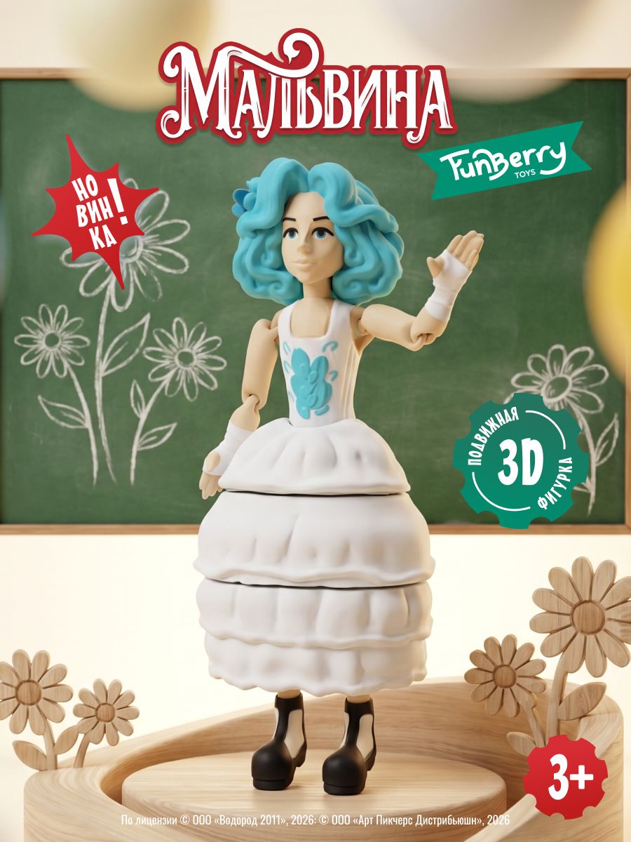 Игрушка 3Д Funberry Toys подвижная фигурка Мальвина, суставная модель антистресс