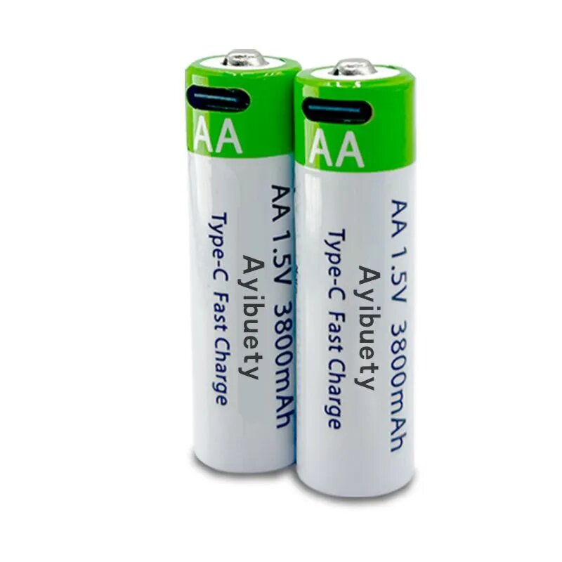 Бокс для батареек, серебристый, AA (1.5 В), литий-ионная, Type-C, 3800mAh, 1200 циклов