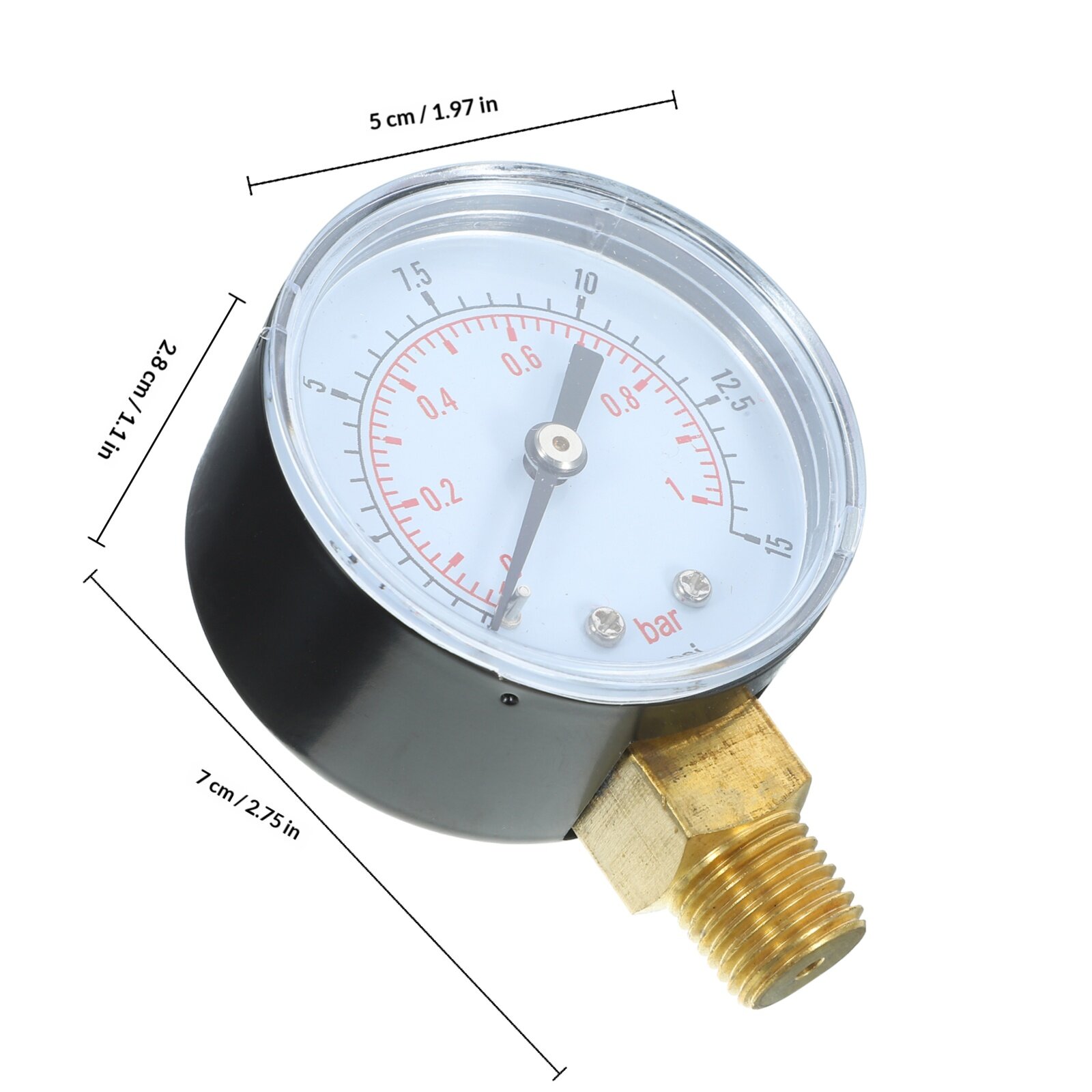Манометр Для Компрессора С Двойной Шкалой 0-15 Psi 0-1 Bar Высокая Точность 50Mm Белый Цвет