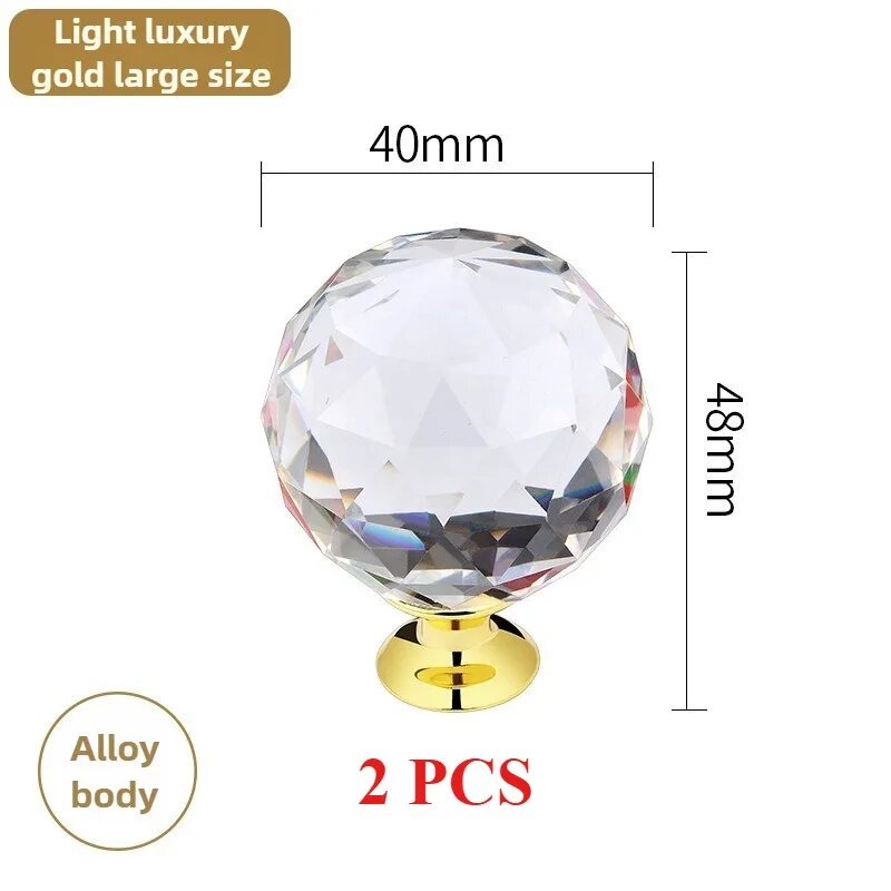 Хрустальные ручки 40x48mm Gold, 2 шт.