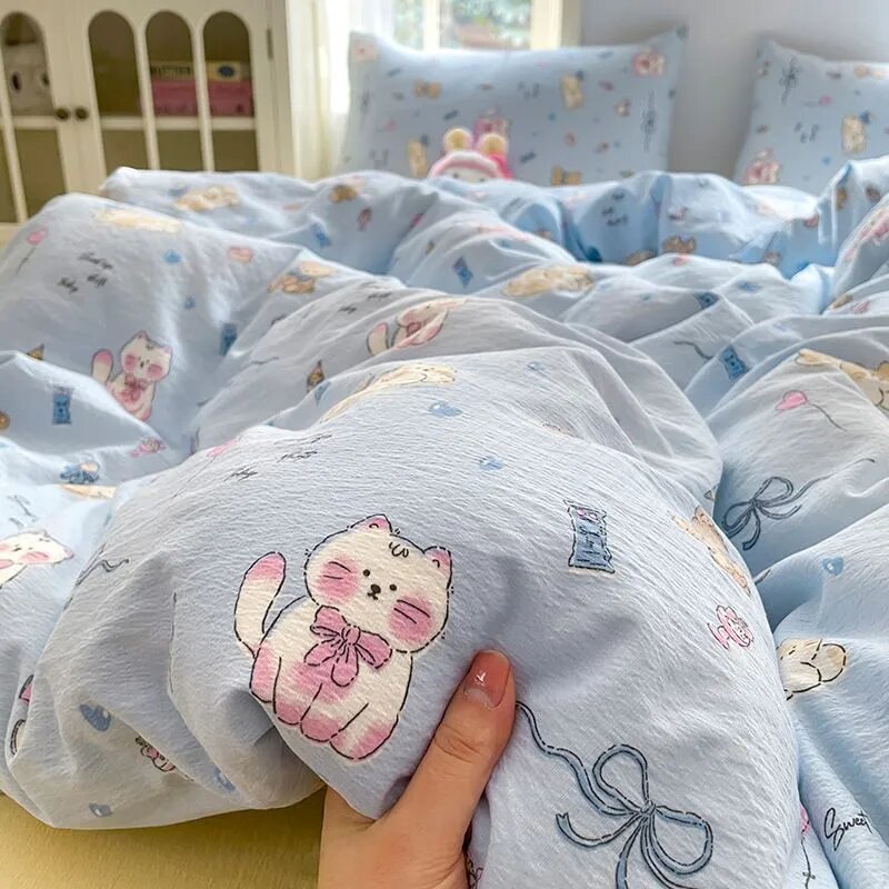 Пододеяльник 150x200 см хлопок, на молнии, синий цветы