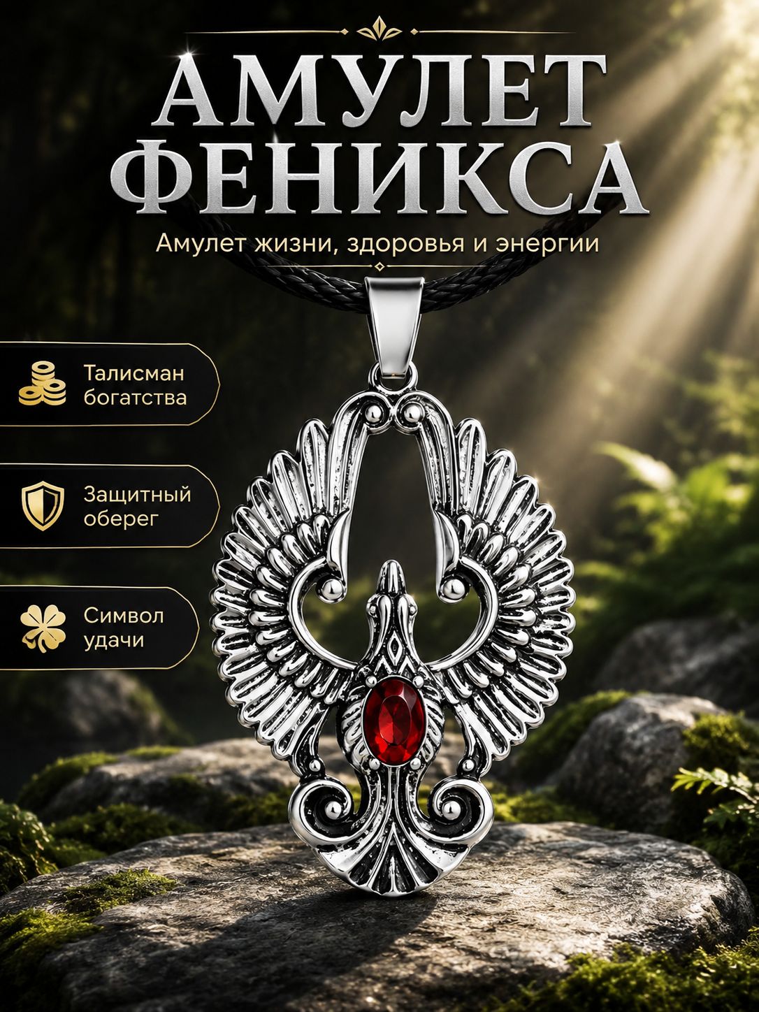 Феникс, Амулет жизни, здоровья, энергии, талисман богатства, защитный оберег (серебро) амулет жизни амулет здоровья талисман богатства защитный оберег