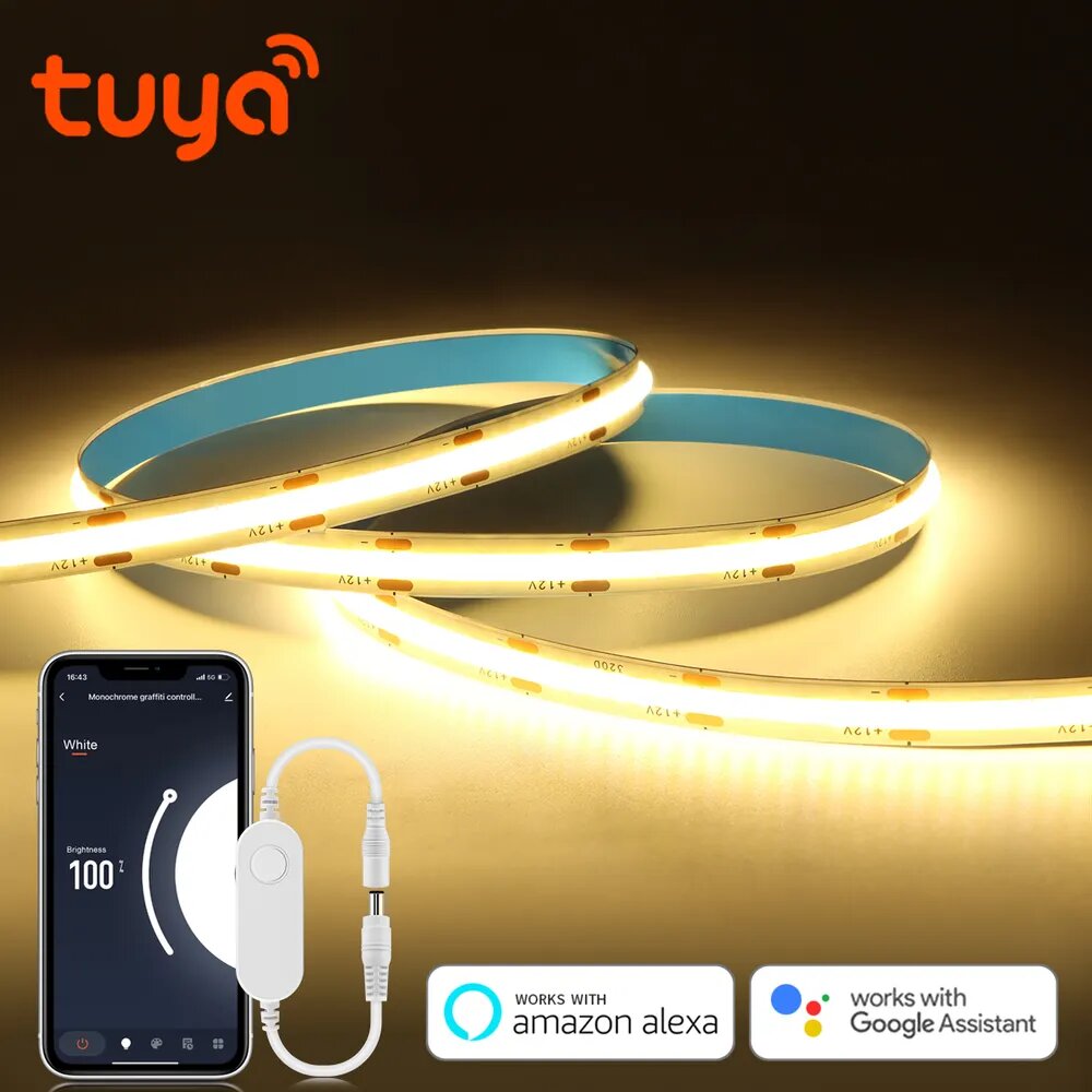 Tuya Smart Светодиодная лента 3 Вт, Теплый белый, 1 шт
