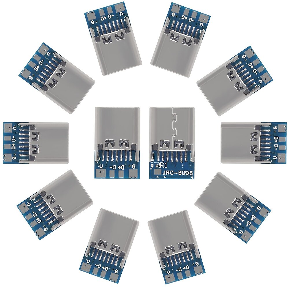 Разъем USB Type-C 3.1, 24-контактный, штекер/гнездо, логический модуль для пайки кабелей и плат, 12 шт.