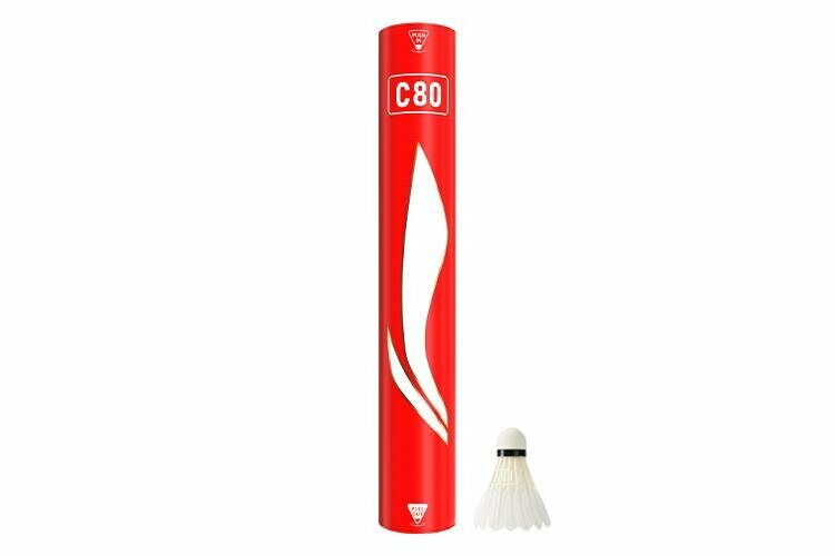 Воланы LiNing Утиные перьевые CiGu, 12 шт, красные, для тренировок и соревнований