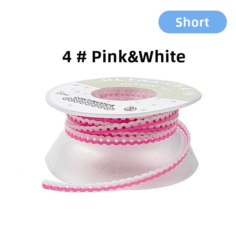 Эластичная цепочка для брекетов, Pink&White, 4-Short