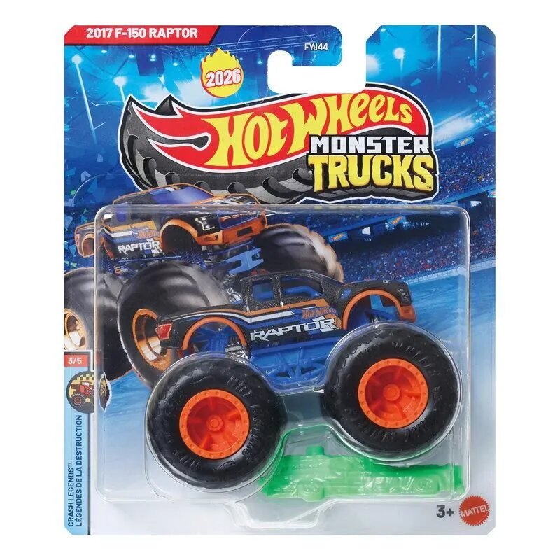 Машинка Hot Wheels Monster Trucks 2017 F-150 Raptor 1/64 "Snake Bite Green" 2026