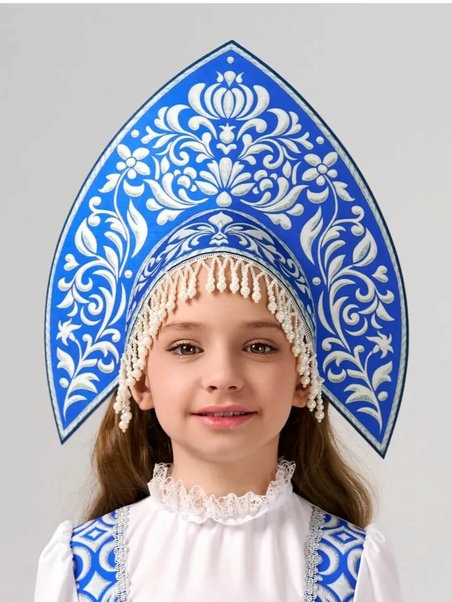 Кокошник синий Русская Царевна