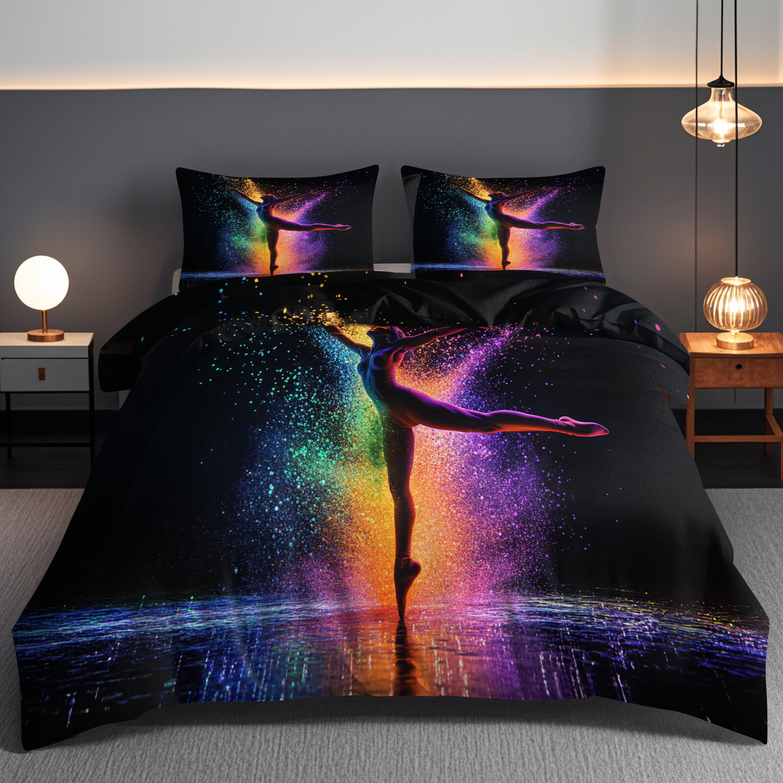 Гимнастика Комплект постельного белья 1.5/2-сп/Евро 3 предмета 175x215cm Космос Mикрофибра 2 наволочки 70х70