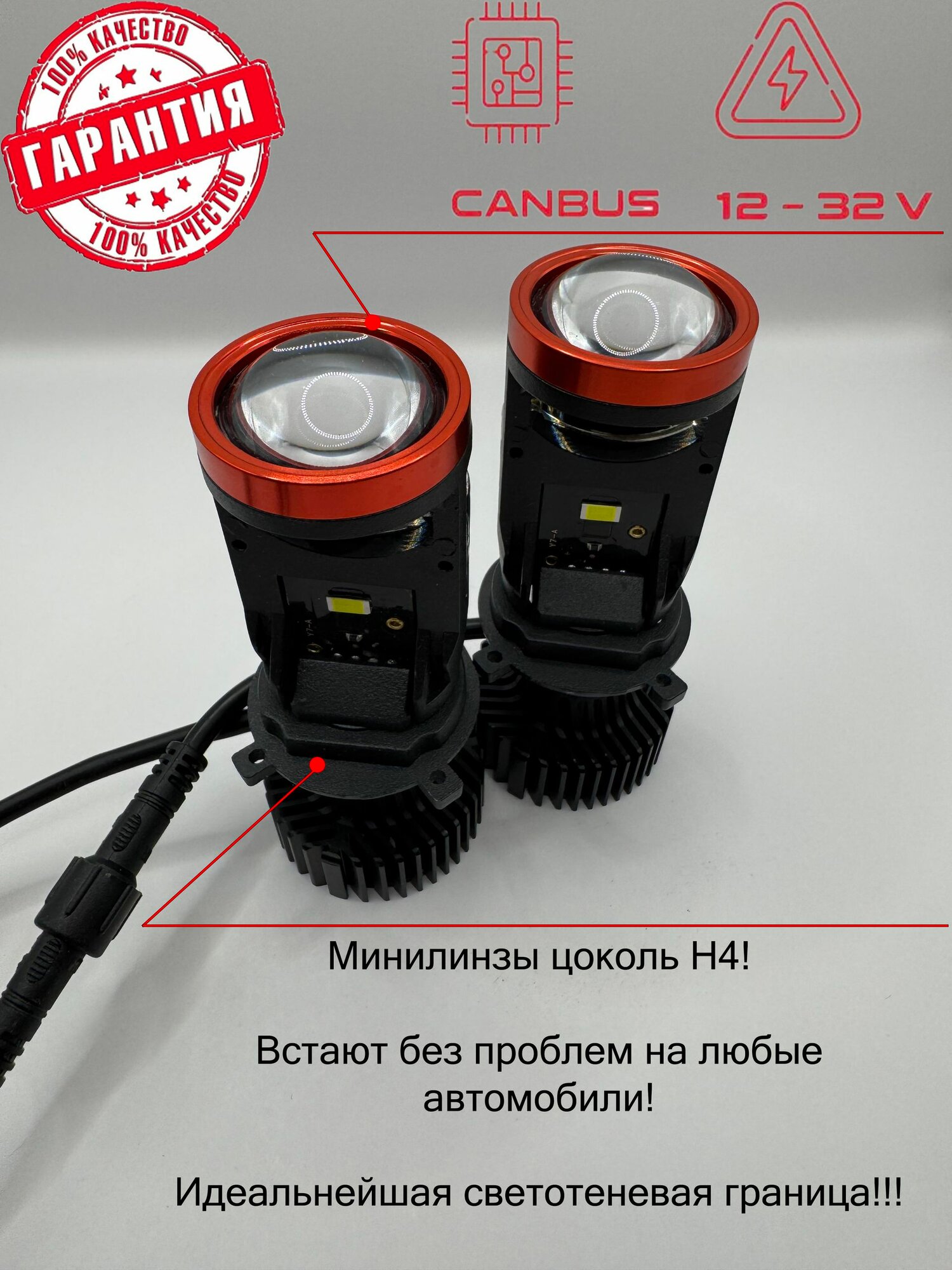 Мини линзы H4 Y7D, светодиодные лампы H4, LED лампы H4 с линзой