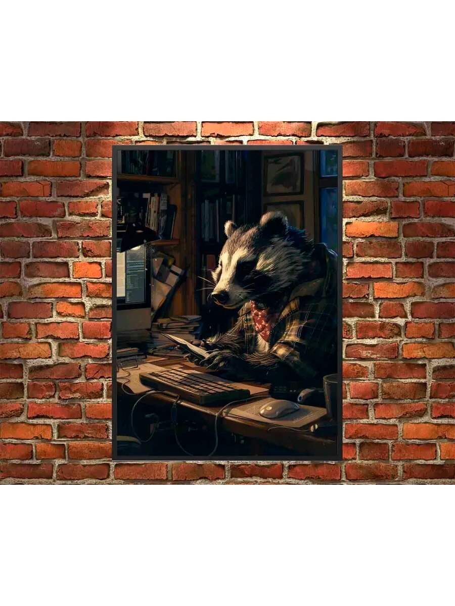 Программист для животных-барсуков 1, Плакат 30x42см