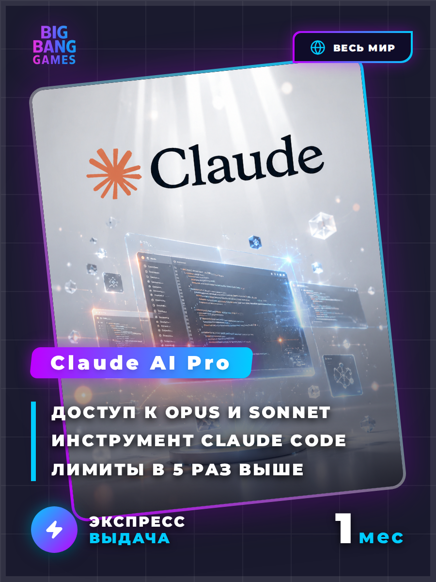 Подписка Claude AI Pro 1 месяц | На ваш аккаунт | С Claude Code | Все страны