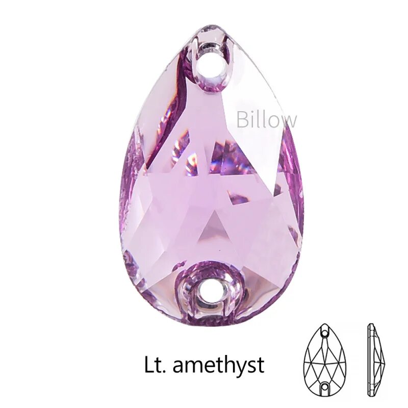 Пришивные смоляные каплевидные стразы MLK 11x18mm 50pcs, Lt. amethyst