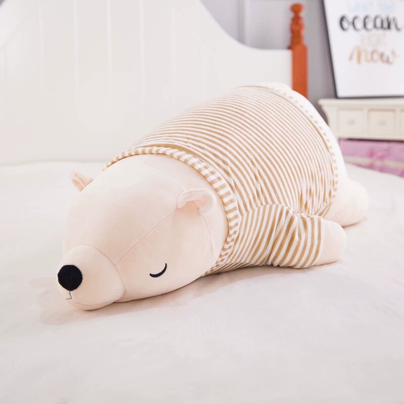 Мягкая игрушка Miniso «Полярный медведь», плюшевый медвежонок для аквариума, милый лежачий медведь из хлопка,