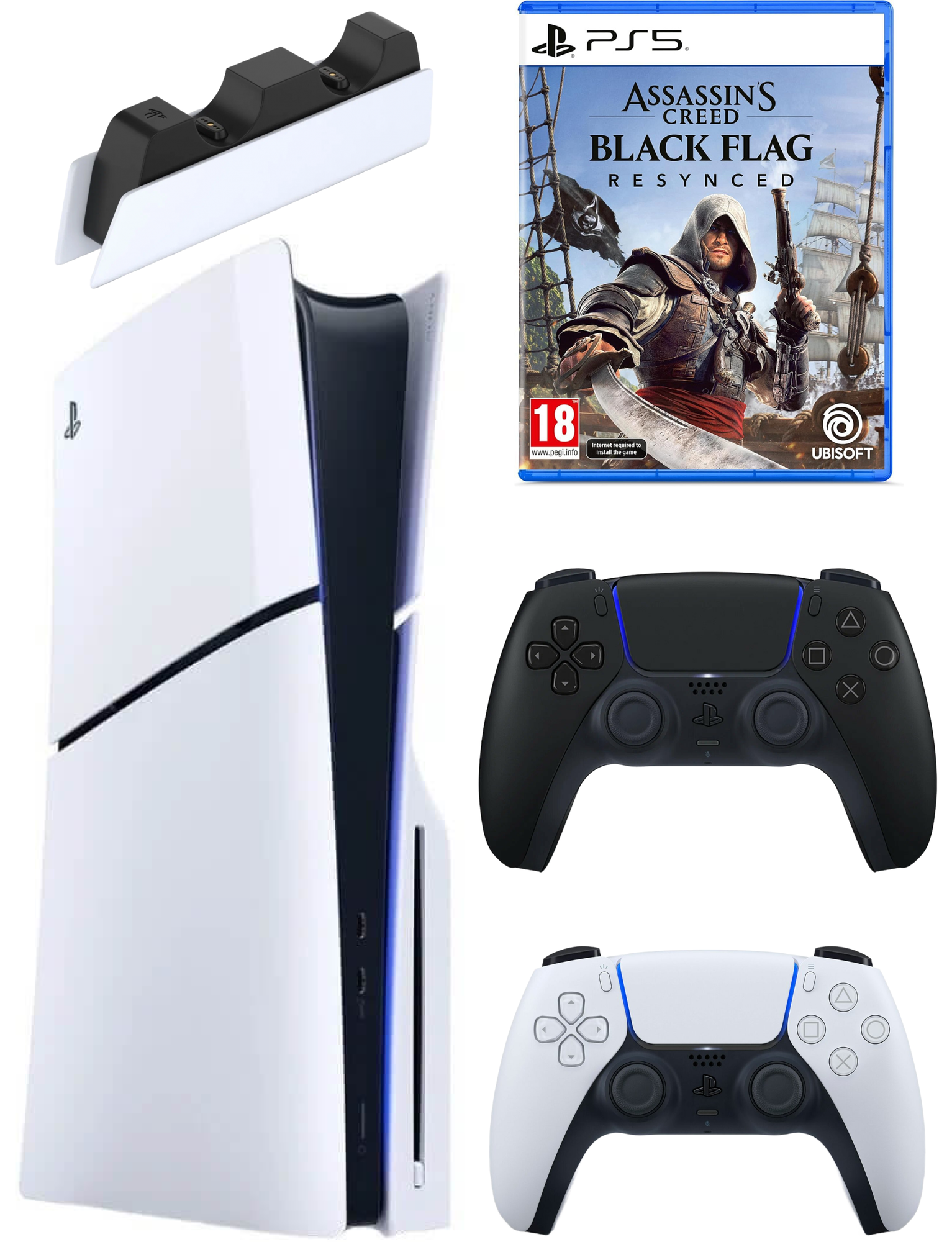 Игровая приставка Sony PS 5 Slim,1ТБ(с дисководом) +2-ой геймпад+Зарядная станция+Assassins Creed Black Flag(Resynced)