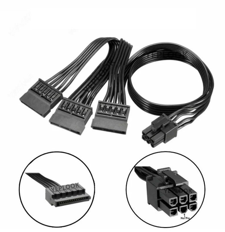 Модульный кабель GPU PCIe 8Pin, EPS12V CPU, 24Pin, SATA, Molex Perif 4Pin для блоков питания AX1500i, AX1200i, AX860i, AX760i