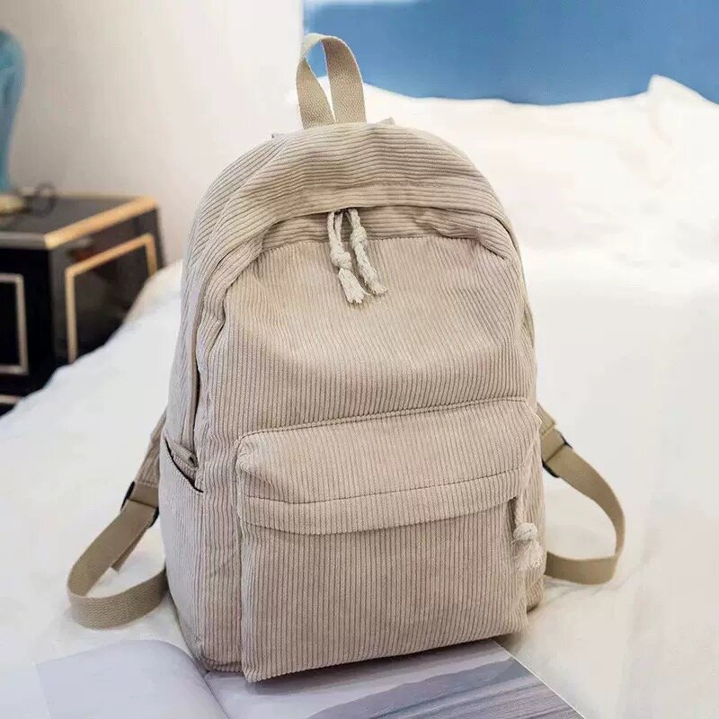 Женский рюкзак на каждый день из вельвета, цвет черный、beige